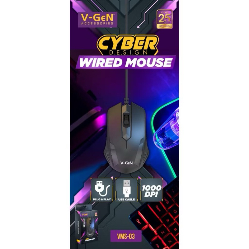 Jual Wired Mouse ORIGINAL V-GEN VMS-02 / VMS-03 1000 DPI Mouse USB Kabel VGEN 1500mm | Shopee ...