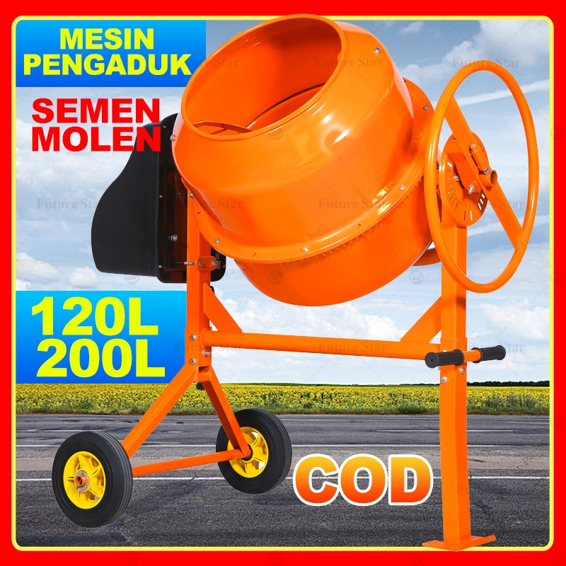 Jual Mesin Pengaduk Semen Beton Plesteran / Molen Dorong Listrik Mini / Engine Electric Concrete ...