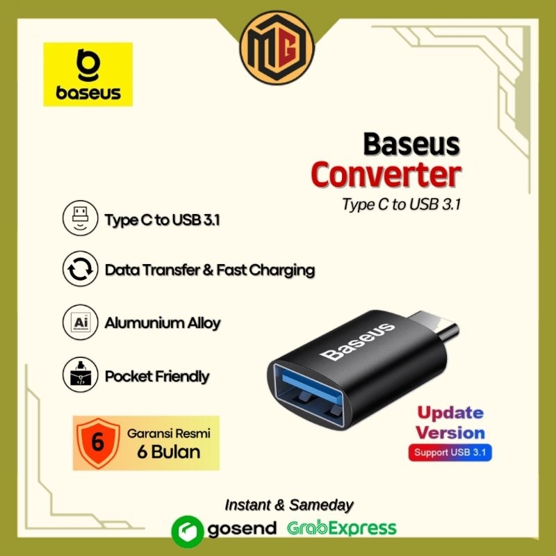 Jual BASEUS Adapter Mini OTG USB 3.1 Female To Type-C Male Converter ...