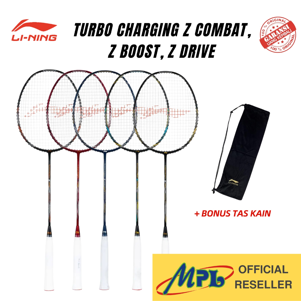 Jual RAKET LI NING TURBO CHARGING Z COMBAT, Z BOOST, Z DRIVE + TAS KAIN ...