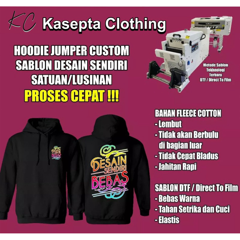 Jual CUTOM SABLON DTF SWEATER HOODIE DESIGN BEBAS UKURAN SABLON JAKET ...