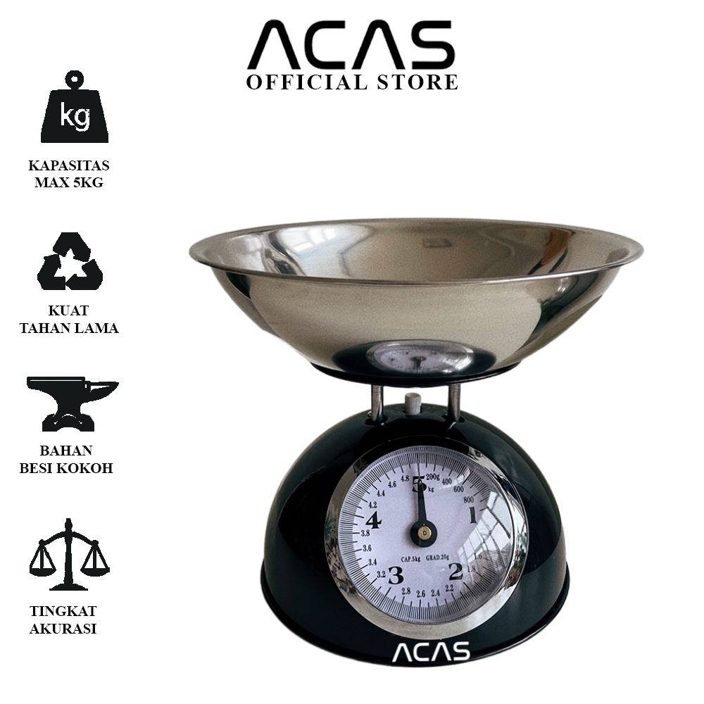 Jual ACAS Retro Timbangan Mangkok 5 Kg Analog Manual Besi Stainless ...