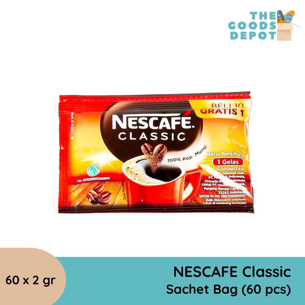 Jual Nescafe Classic Sachet Bag (60 x 2 g) | Shopee Indonesia