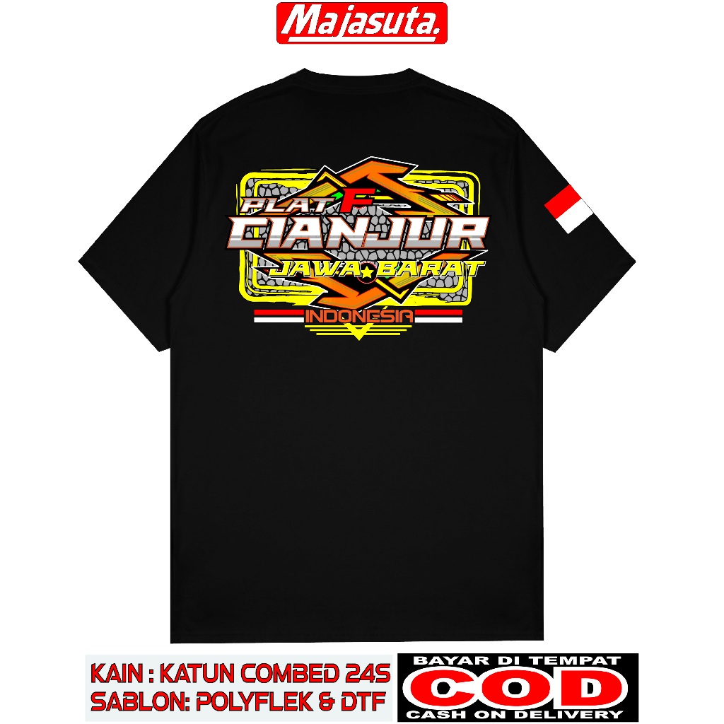Jual KAOS PLAT F CIANJUR M2 SABLON DTF BAHAN KATUN COMBED 24S TEBAL ...