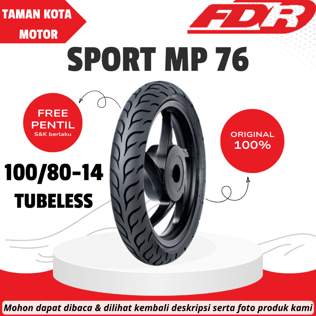Jual BAN MOTOR METIC FDR Soft Comp. Sport MP76 100/80-14 Tubeless (TL ...