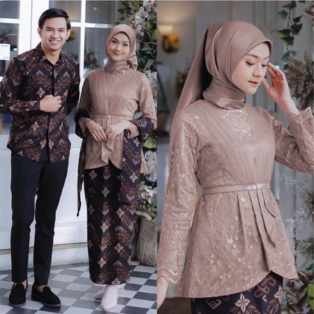 Jual New Set Kebaya Aveena Wisuda Couple Modern Kebaya Tunik Lamaran Tunangan Batik Baju Couple ...