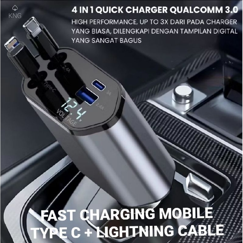 Jual Cas HP Colokan Kabin Mobil 4 Port PD 120W USB Type C Dan Lighting ...