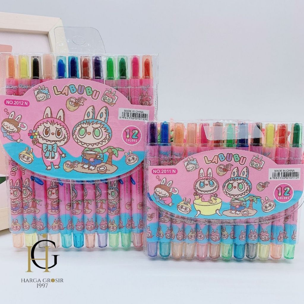 Jual Krayon mini twist labubu isi 12 pcs MN-1769 / Crayon Putar isi 12 ...