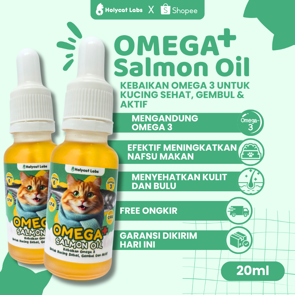 Jual Holycatlabs OMEGA+ Salmon Oil Kebaikan Omega 3 untuk Kucing Sehat ...