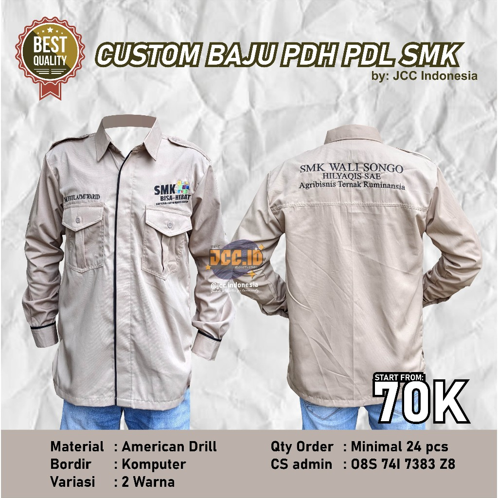 Jual CUSTOM BAJU SERAGAM OSIS SEKOLAH SMA SMK PDH PDL LENGAN PANJANG VARIASI BISA REQUEST ...