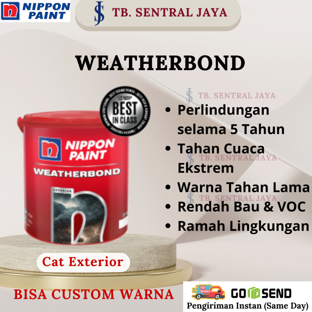 Jual Weatherbond Nippon Paint 2,5L/Cat Tembok Nippon Paint Exterior/Cat ...