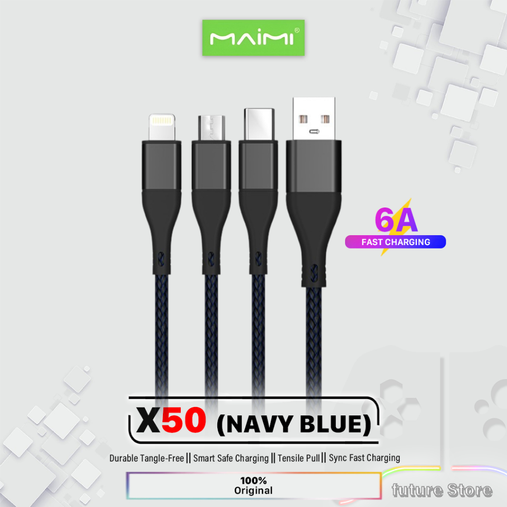 Jual Kabel Data Maimi X50 3 IN 1 all type-USB TO TYPE C-USB TO ...