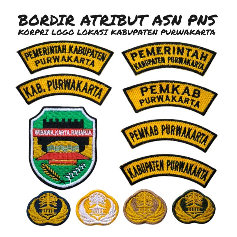 Jual BORDIR BADGE EMBLEM ATRIBUT SERAGAM PNS ASN KORPRI LOGO LOKASI ...