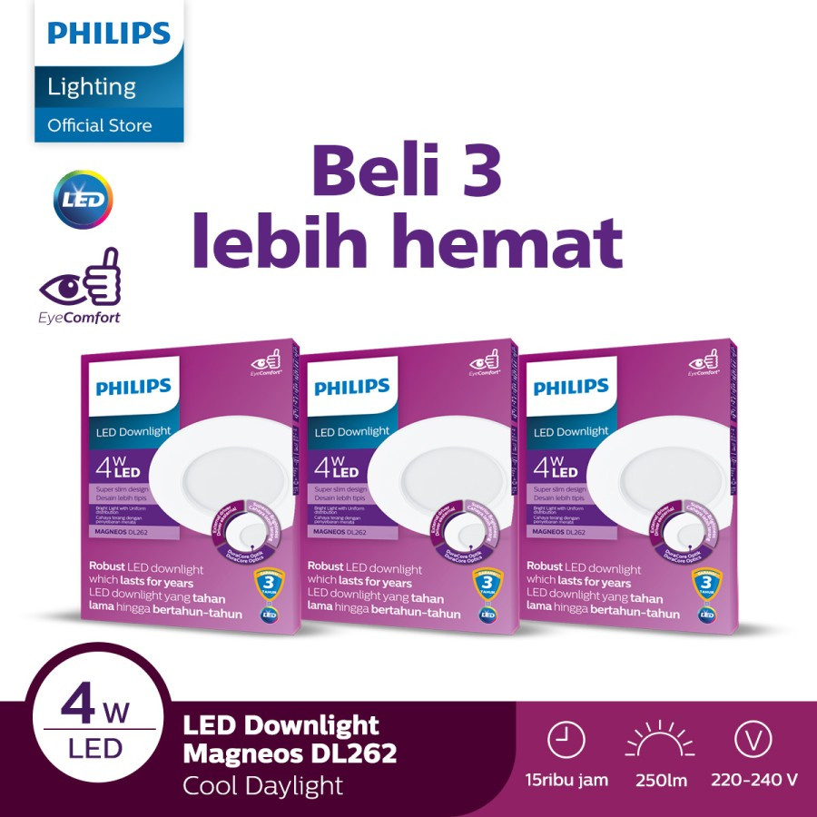 Jual Philips DL262 MAGNEOS DOWNLIGHT LED 4W 6W 9W 12W 4 6 9 12 WATT SLIM - 4 WATT, PUTIH (6500K ...