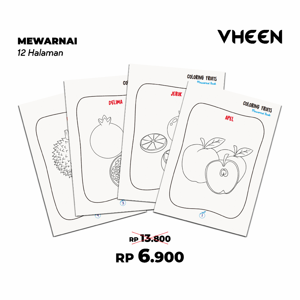 Jual Mewarnai Buah (12 Halaman) - Coloring Worksheet | Shopee Indonesia