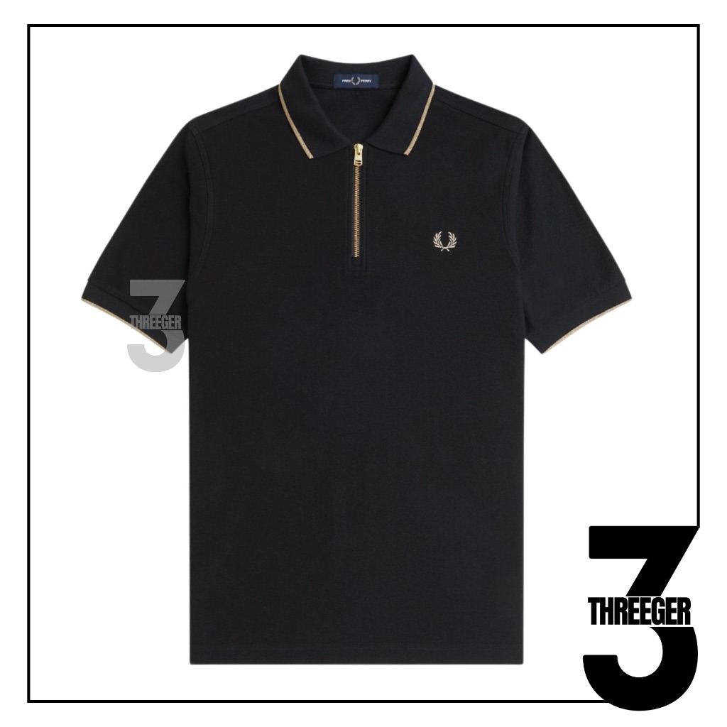 Jual Fred Perry Gold Metallic Crepe Pique Polo Black Original / Polo ...