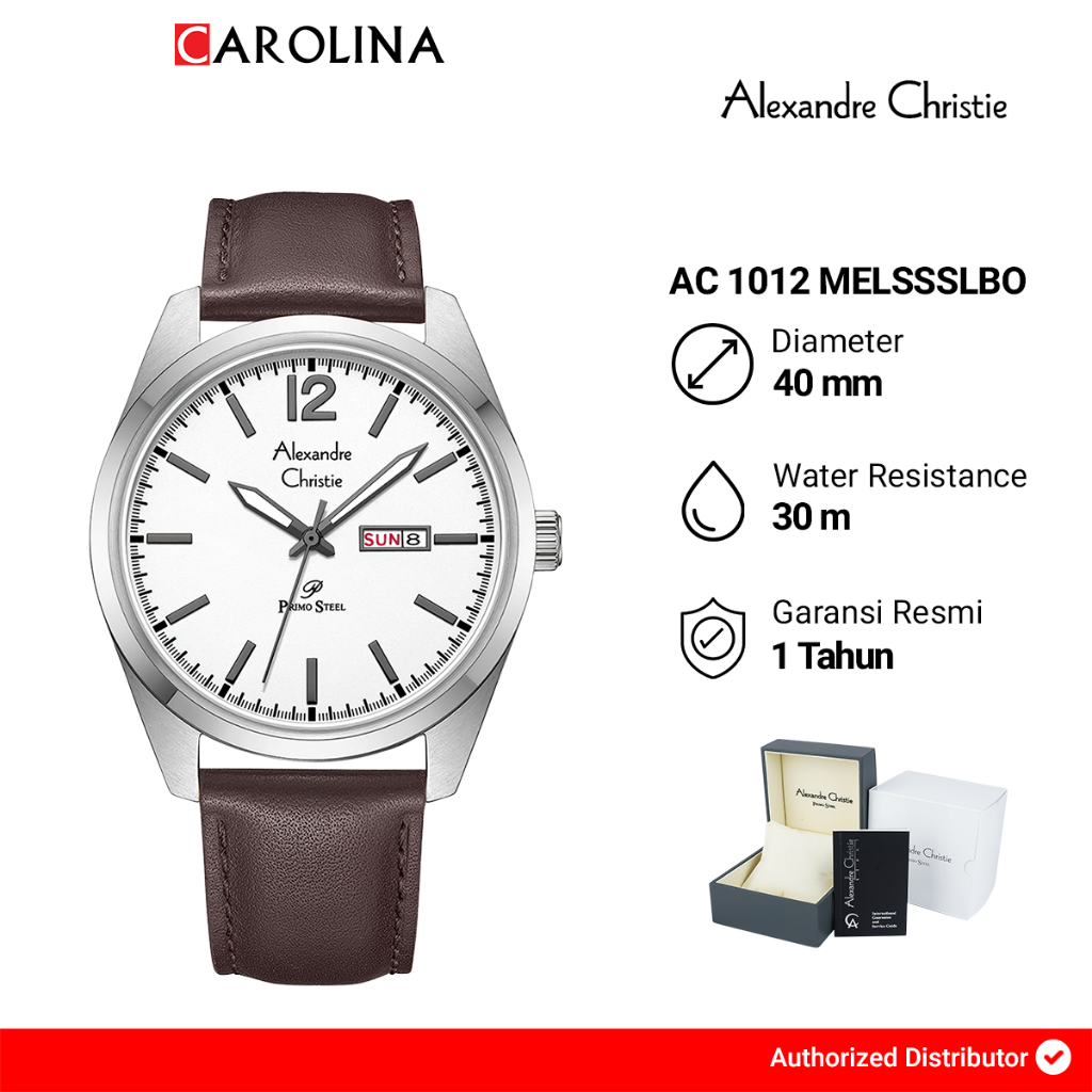 Jual Jam Tangan Pria Alexandre Christie Primo Steel AC 1012 MELSSSLBO White Dial Brown Leather ...