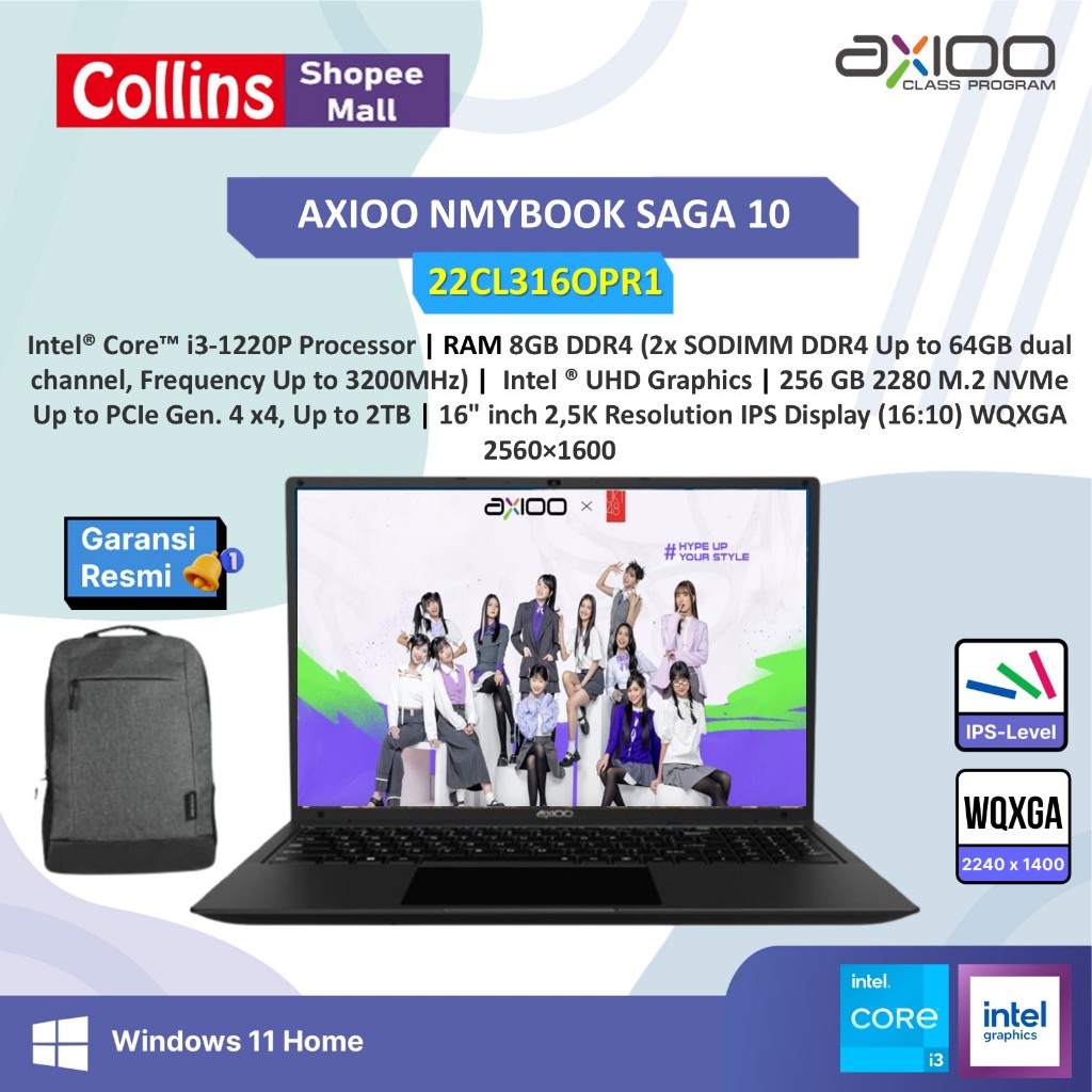 Jual LAPTOP AXIOO MYBOOK SAGA 10 i3 1220P 8GB 256 SSD Windows 11 16 ...