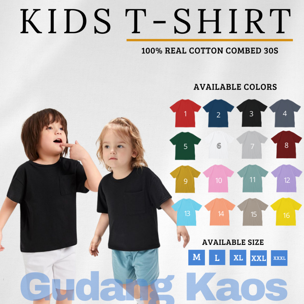 Jual KAOS POLOS ANAK LAKI LAKI PEREMPUAN 2-12TAHUN BAJU KAOS ANAK SOFT COTTON COMBED 30S ...