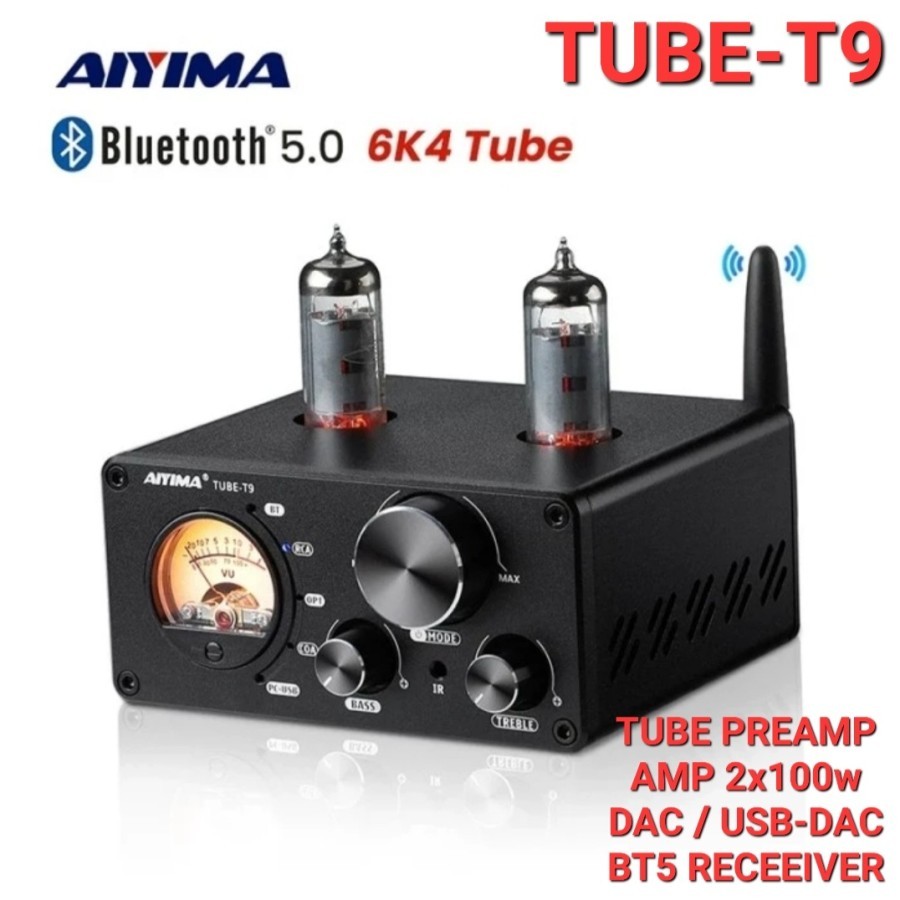 Jual AIYIMA TUBE-T9 BT5.0 Vacuum Tube Amplifier USB DAC Coax/Optical 2x100w | Shopee Indonesia