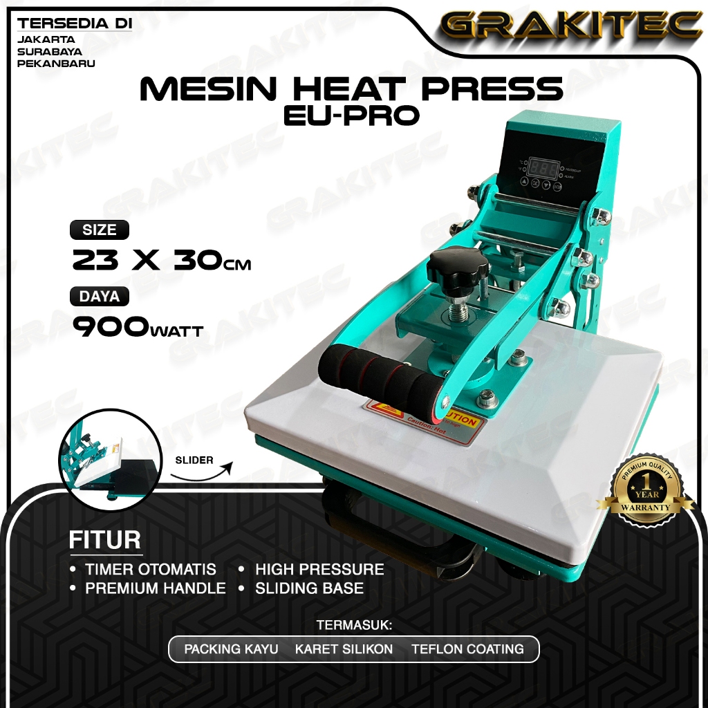 Jual Mesin Press Sablon Kaos 23x30 Sliding EU PRO Super High Pressure ...
