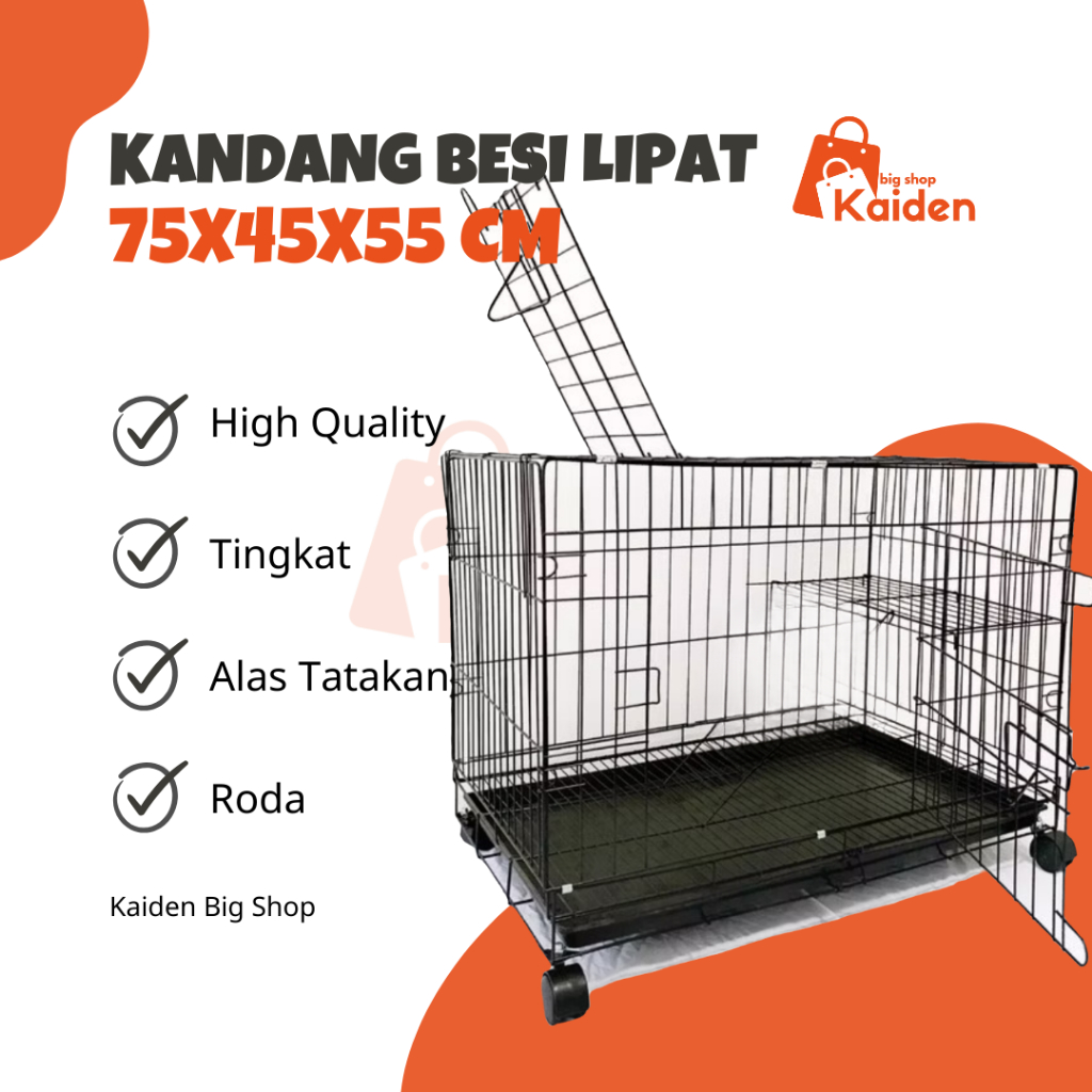 Jual kandang Kucing Ukuran XL 75x45x55 cm Kandang besi lipat jumbo ...
