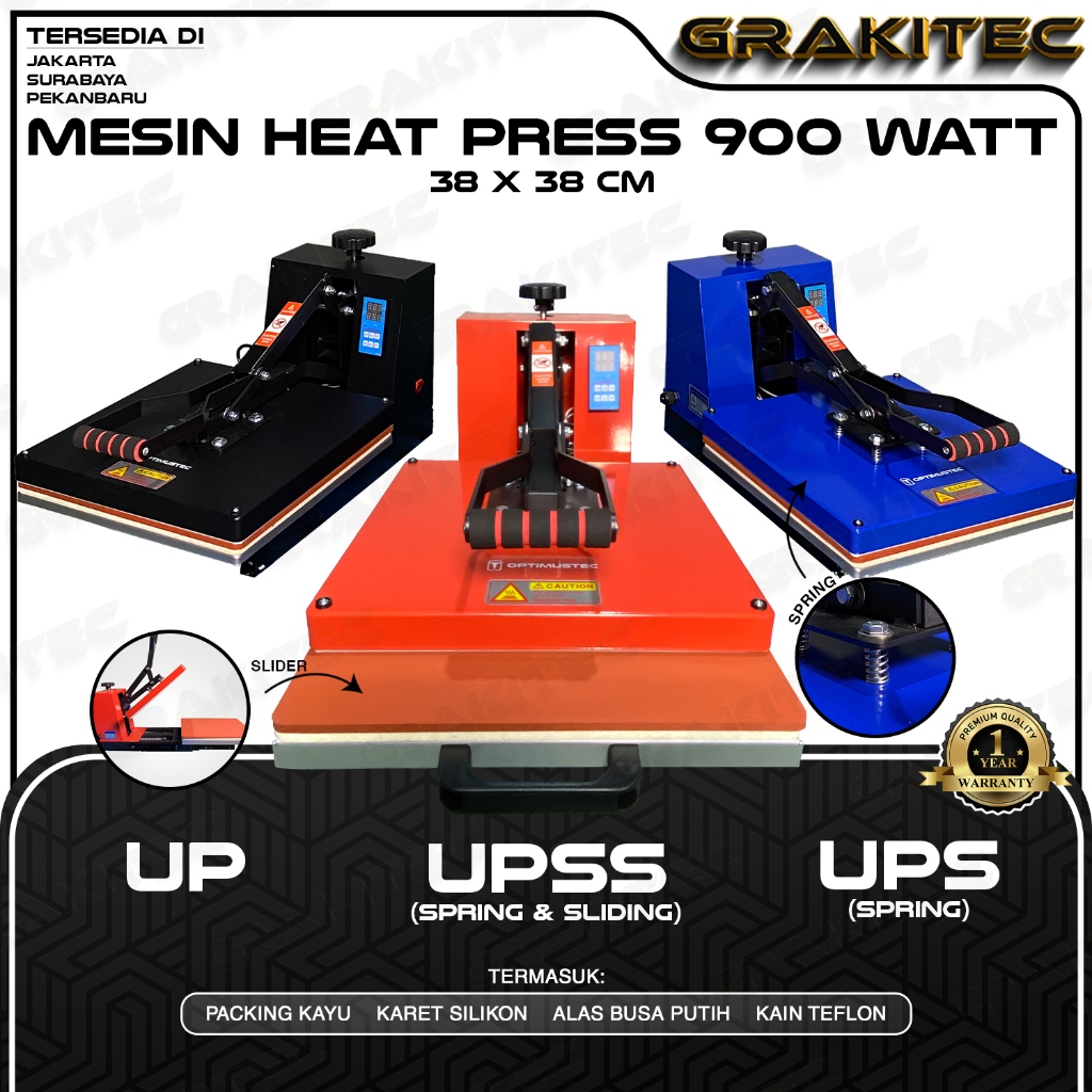 Jual Mesin Press Sablon Kaos 38x38 900 Watt Heat Press HIGH PRESSURE ...