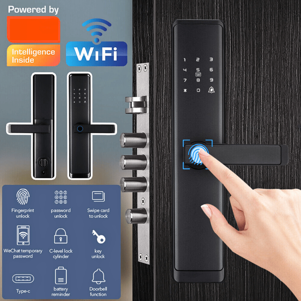 Jual TaffHOME Kunci Pintu Digital Smart Door Lock Fingerprint aluminium ...