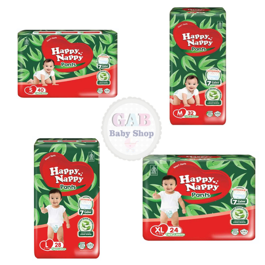 Jual HAPPY NAPPY SMART PANTS NBS40 S40 M32 L28 XL24 l Happy Nappy Smart ...