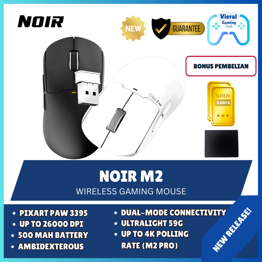 Jual Noir M2 / M2 Pro 4K Wireless Lightweight Gaming Mouse PAW 3395 ...