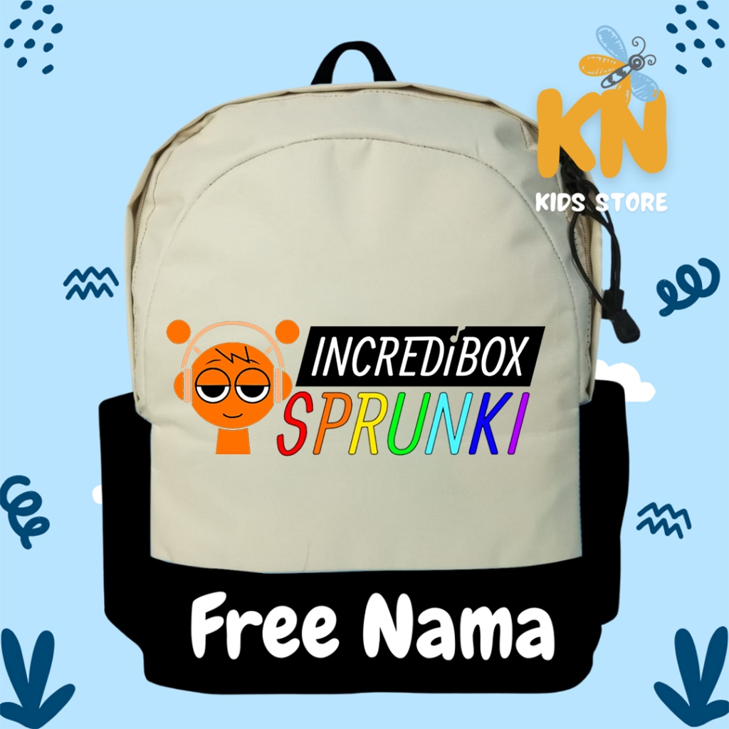Jual KN Tas Anak Sekolah TK SD Logo Incredibox Sprunki Unisex Free Nama ...