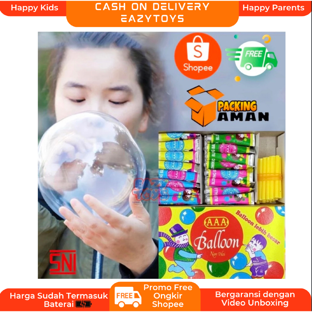 Jual Mainan Anak Balon Tiup AAA Original Mainan Jadul Balloon isi 32 ...