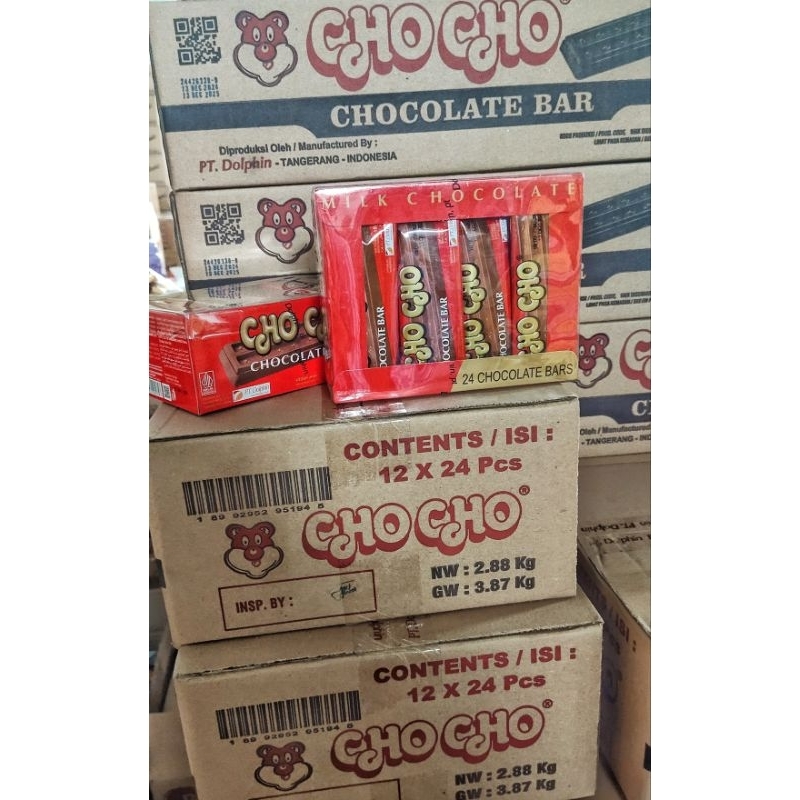 Jual Chocho Chocolate Bar 240gr/24 pcs @10gr isi 12 box (KARTONAN ...
