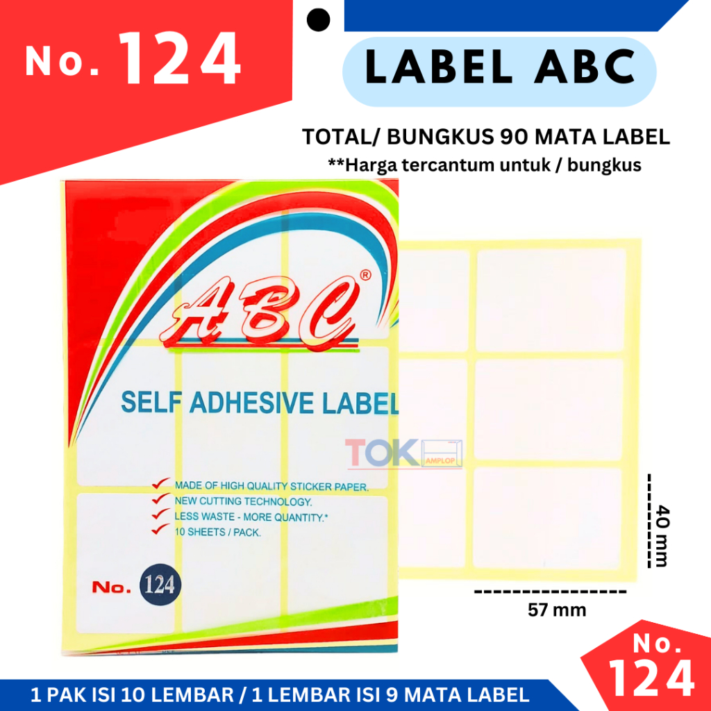 Jual Stiker Label ABC 124 Polos ( self adhesive label ) / label ...