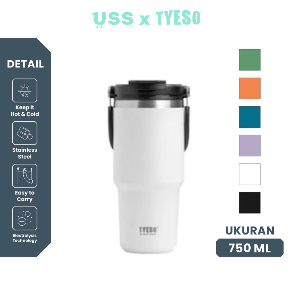 Jual USS x Tyeso Tumbler Portable Stainless 750 mL TS-8827 Thermos Cup Vacuum Insulated | Shopee ...
