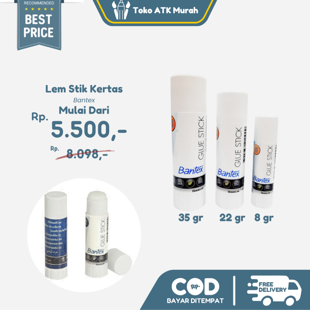 Jual Lem Stik 8 / 22 / 35 Gram Bantex - Glue Stick - Lem Kertas ...