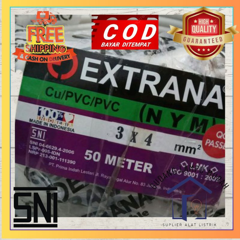Jual Kabel NYM 3x4mm Extrana Meteran Kabel KWH Kabel U Kabel Meteran ...