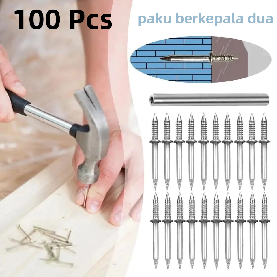 Jual 100pcs Dua Sisi Paku Tanpa Jejak/Rivet Tiada Jejak/Paku Kayu Berkepala Dua | Shopee Indonesia