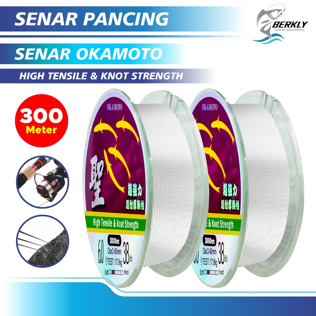 Jual BERKLY Tali Pancing Okamoto Warna Putih Senar Pancing Jepang 300m ...