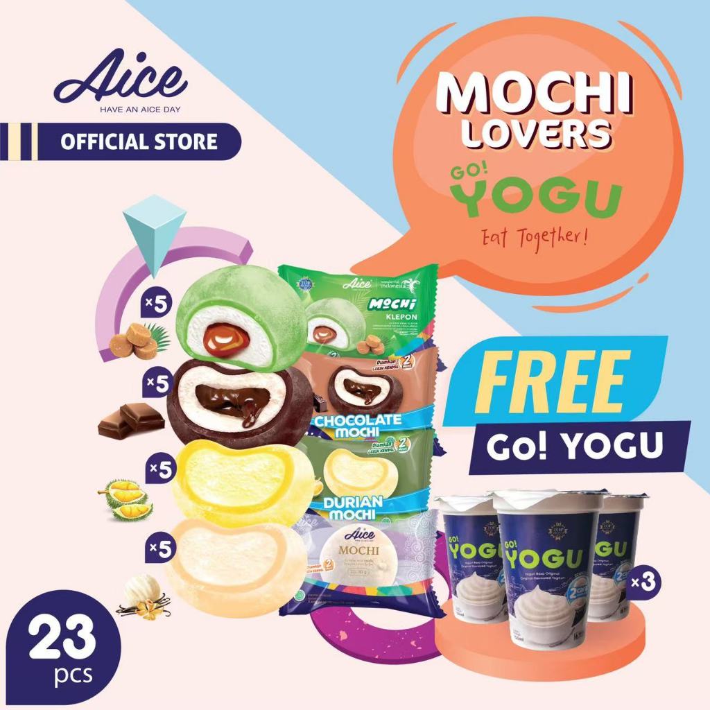 Jual Aice Ice Cream Paket Mochi Lovers Mix Go Yogu cup 3 pcs es krim ...