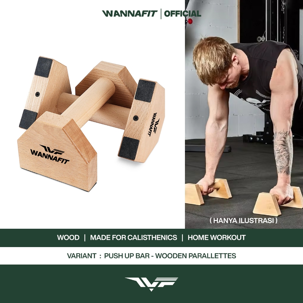 Jual WANNAFIT Wooden Parallettes Bar | Push Up Kayu Calisthenics | Alat ...
