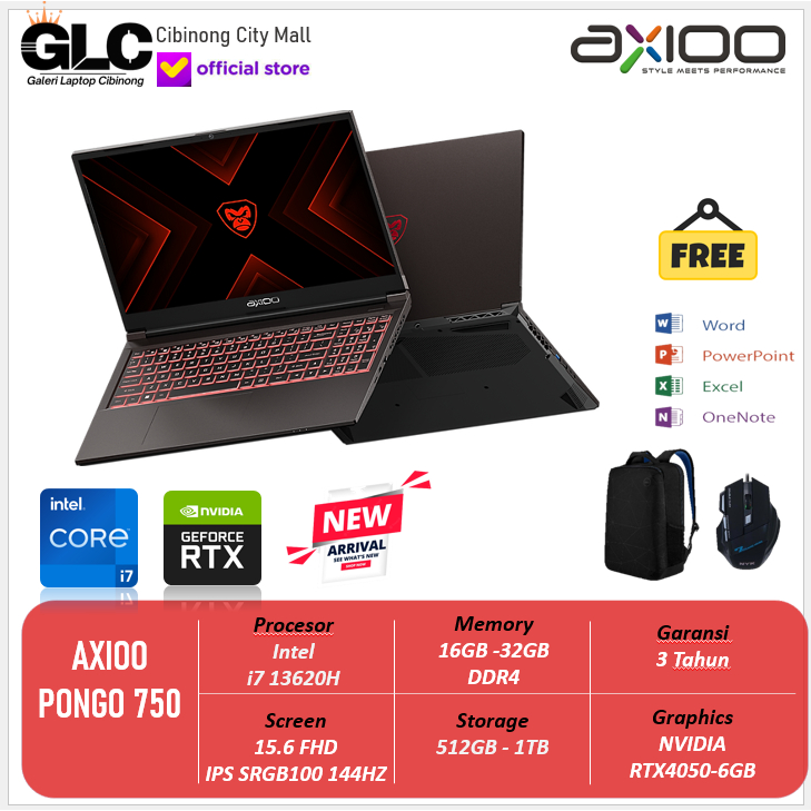 Jual Laptop Gaming Axioo Pongo 750 i7 13620H RTX4050 6GB 32GB 1TB SSD ...