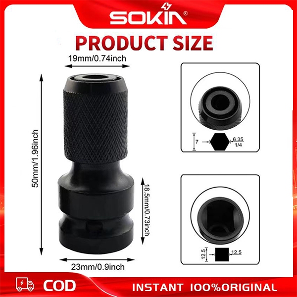 Jual SOKIN Tools Konektor Mata Obeng Adapter Impact Wrench 1/2 Inch ke ...