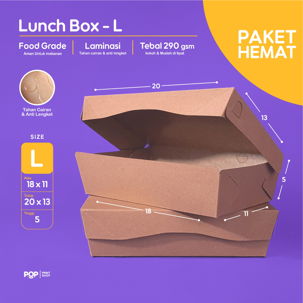 Jual Paket Hemat | Paper Lunch Box ukuran L | Tebal 290gsm | Food Grade ...