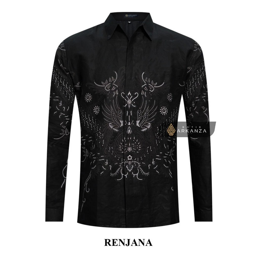 Jual BATIK ARKANZA Kemeja Batik Pria Warna Hitam Elegan Lengan Panjang ...