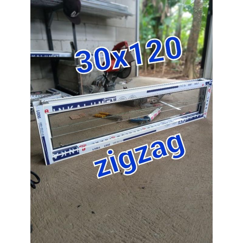Jual boven aluminium kaca mati zigzag ukuran 30x120 ready stock free ...