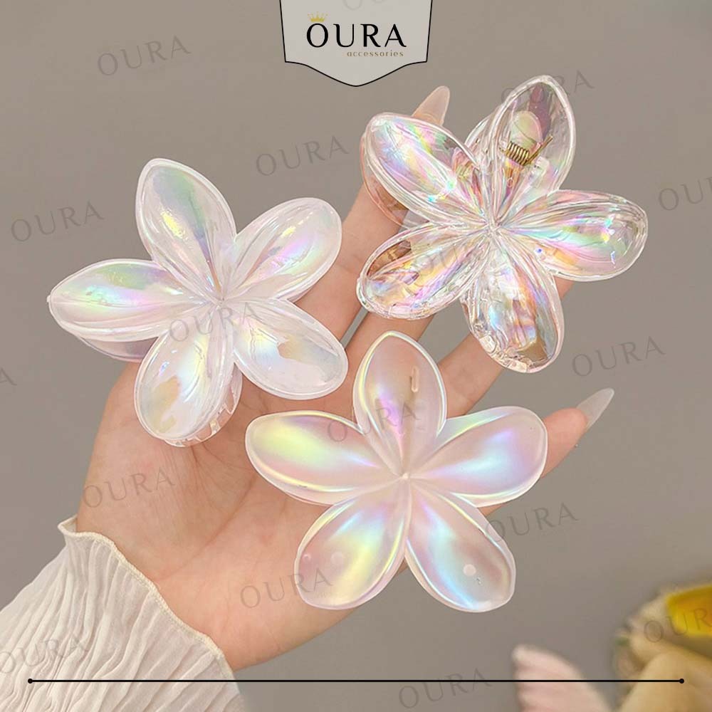 Jual Jedai Rambut Bunga Kamboja Glossy Cute Transparan Hair Clip Flower ...