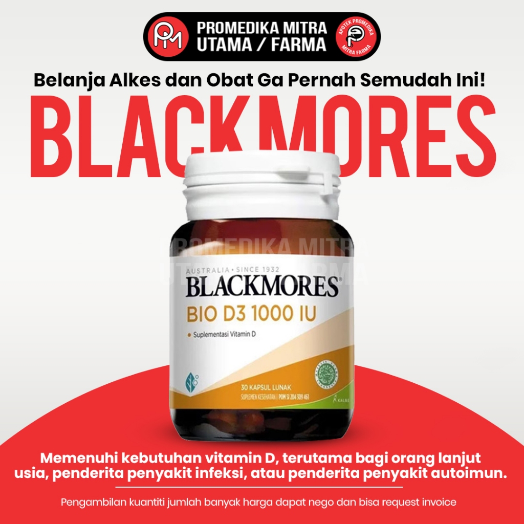 Jual Blackmores Suplemen Vitamin D3 1000 IU / Bio D3 1000 IU 30 Kapsul/Botol | Shopee Indonesia