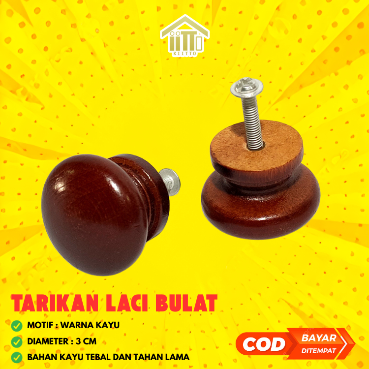 Jual HANDLE TARIKAN LACI LEMARI BULAT / PEGANGAN PINTU BENTUK BULAT MOTIF KAYU / TARIKAN LACI ...
