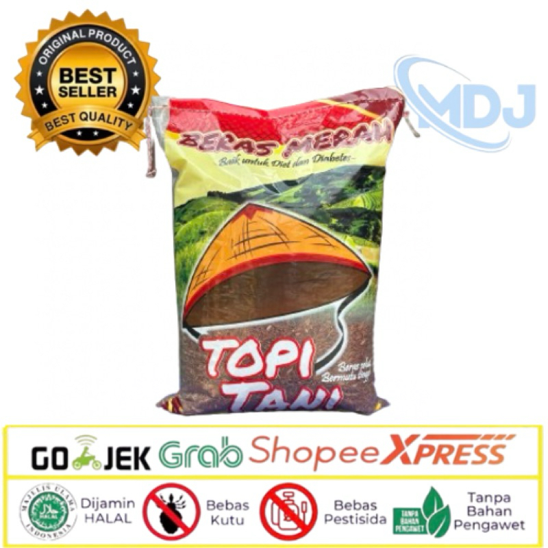 Jual BERAS MERAH CAP TOPI TANI BAGUS UNTUK KESEHATAN-5LITER&5KG ...